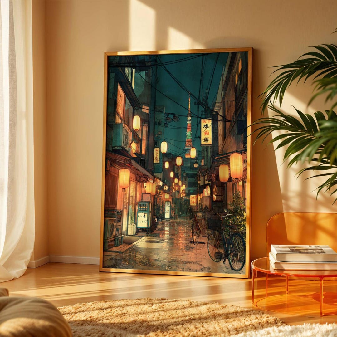 Tokyo Street Wall Art, Neon Alley Japanese Cityscape Print, Night ...