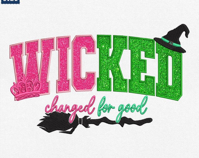 Wicked Applique Embroidery Design, Wicked for Good Machine Embroidery ...