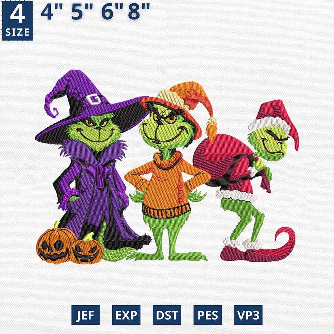 Happy Hallothanksmas Embroidery Design, Hallothanksmas Embroidery File ...