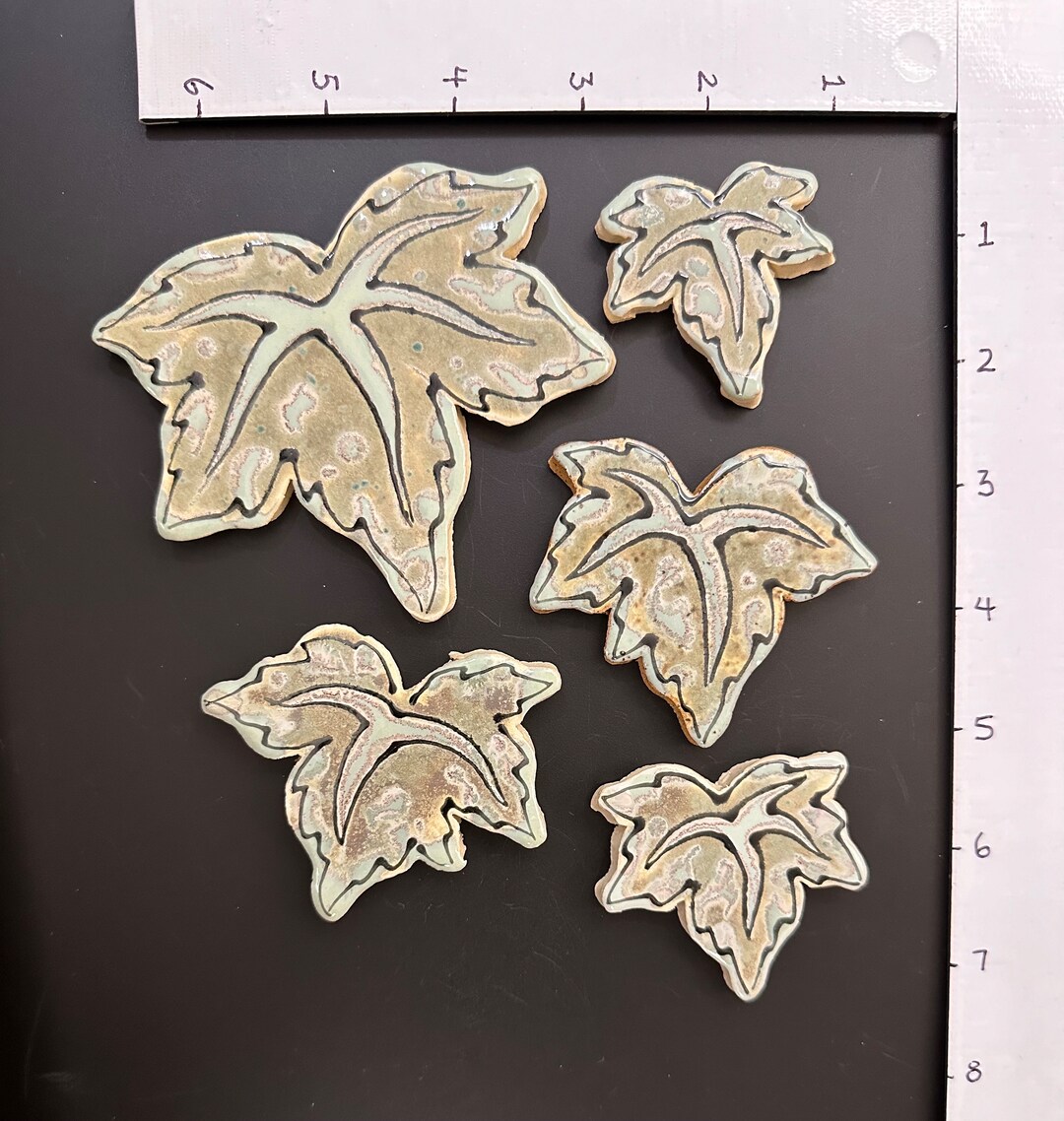 Five icy Ivy Leaves Individual Handmade Ceramic Tile - Etsy UK