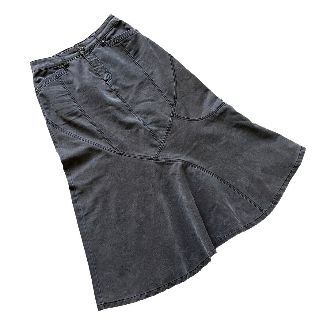 Grey Denim Maxi Skirt Tulip Gored Hem Vintage Simon Chang Y2K 28 Inch ...