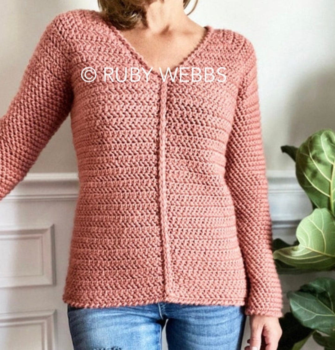 CROCHET PATTERN, the Front Seam V-neck Sweater, Top Down Sweater ...