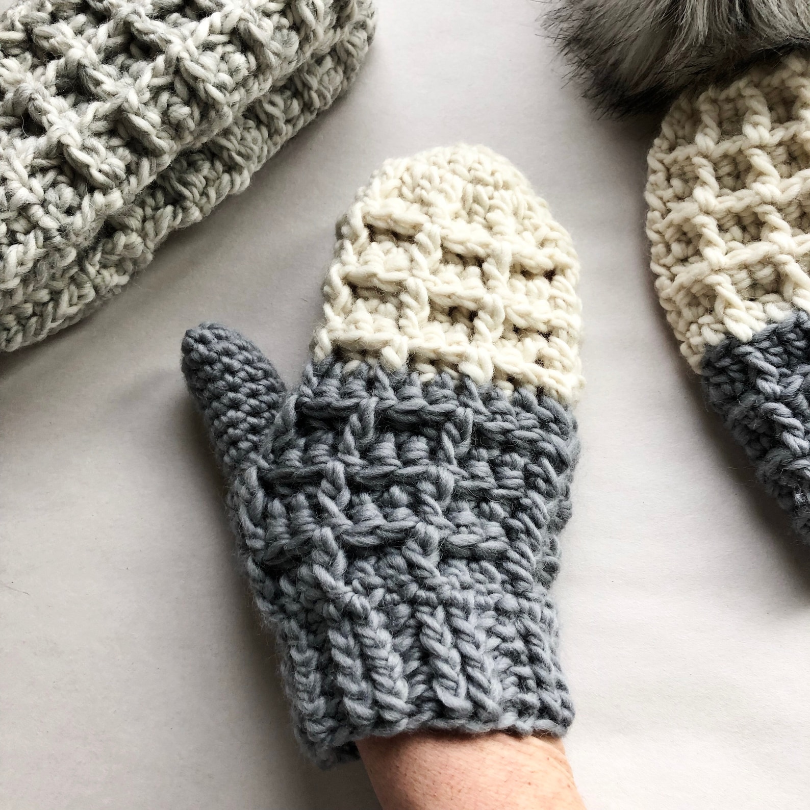 CROCHET PATTERN BUNDLE, Chunky Waffle Stitch Hat and Mitten Patterns ...