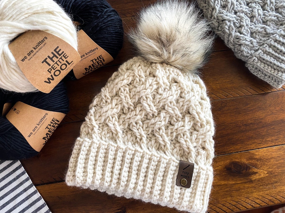 CROCHET PATTERN, the Westlyn Woven Beanie Pattern in 2 Sizes, Double ...