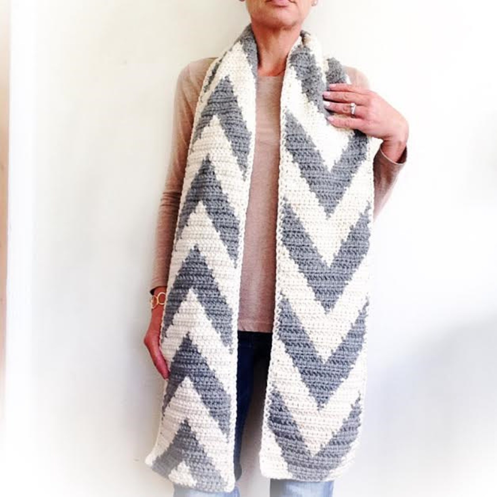 Crochet Scarf Pattern Cool Weather Chevron Scarf Crochet - Etsy