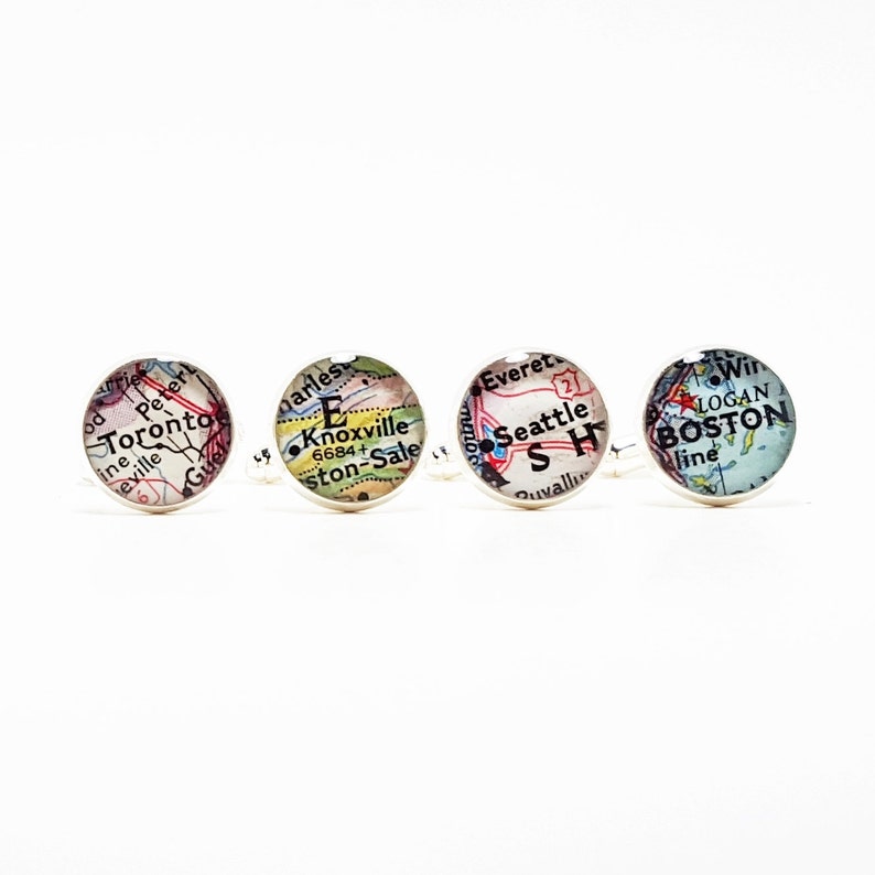 CUSTOM Vintage Map Cufflinks. You Pick Two Cities Worldwide. - Etsy