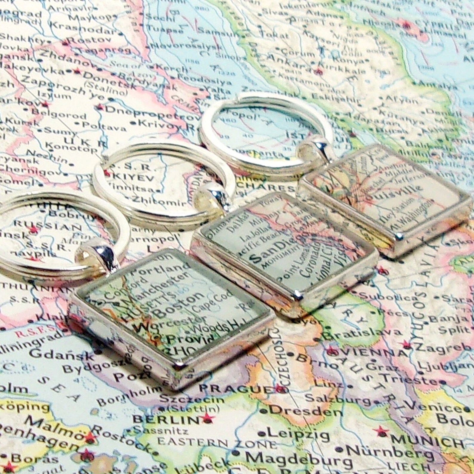 Map Keychain. You Select Location. Anywhere in the World. One - Etsy