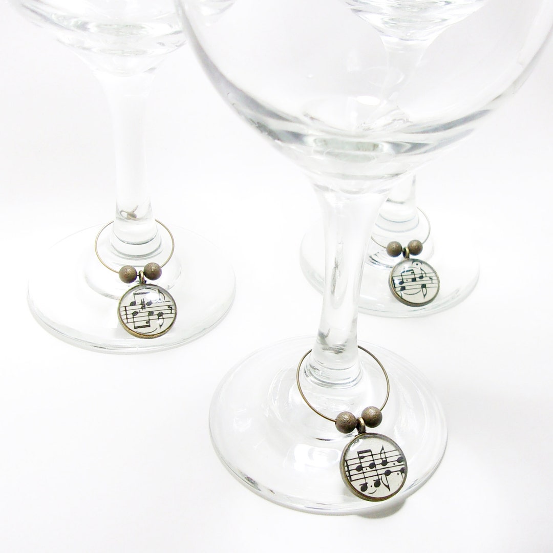 Vintage Sheet Music Wine Glass Charms: Set of Six, Home Décor ...
