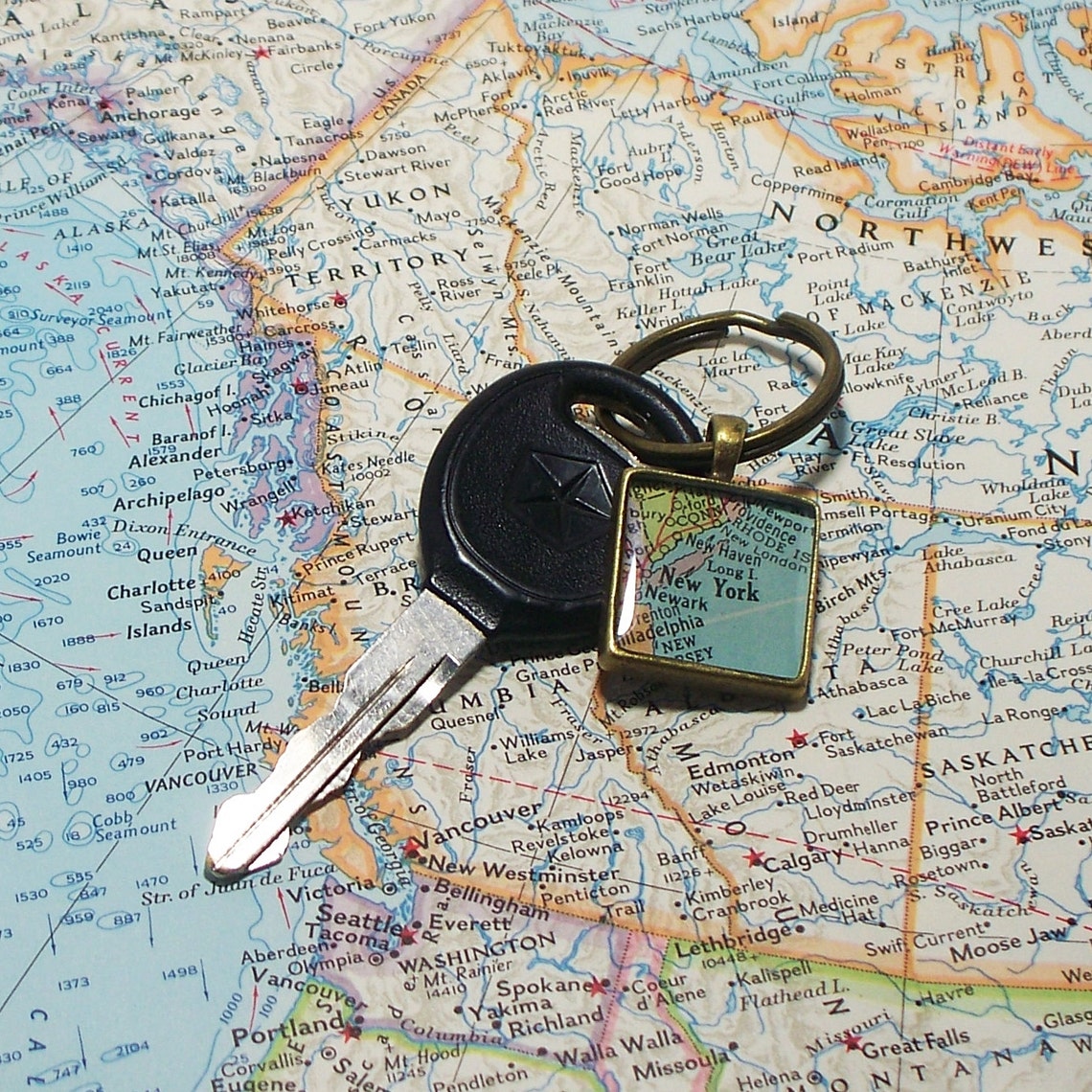 Map Keychain. You Select Location. Anywhere in the World. One - Etsy