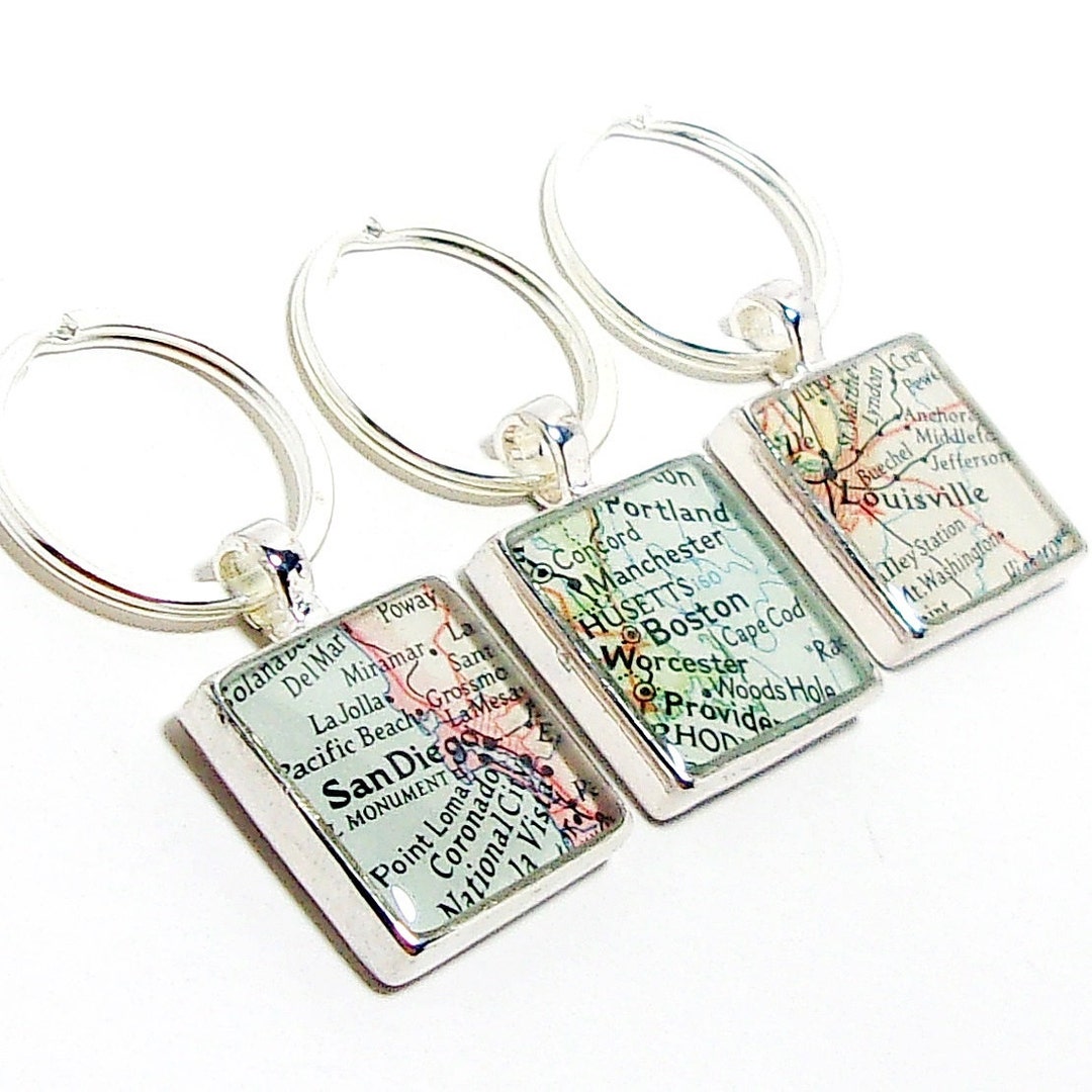 Map Keyring. You Select City, State, or Country Worldwide. One Keyring ...