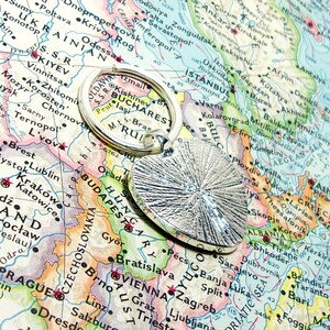 CUSTOM Heart Vintage Map Keychain. You Select Location. Anywhere in the ...