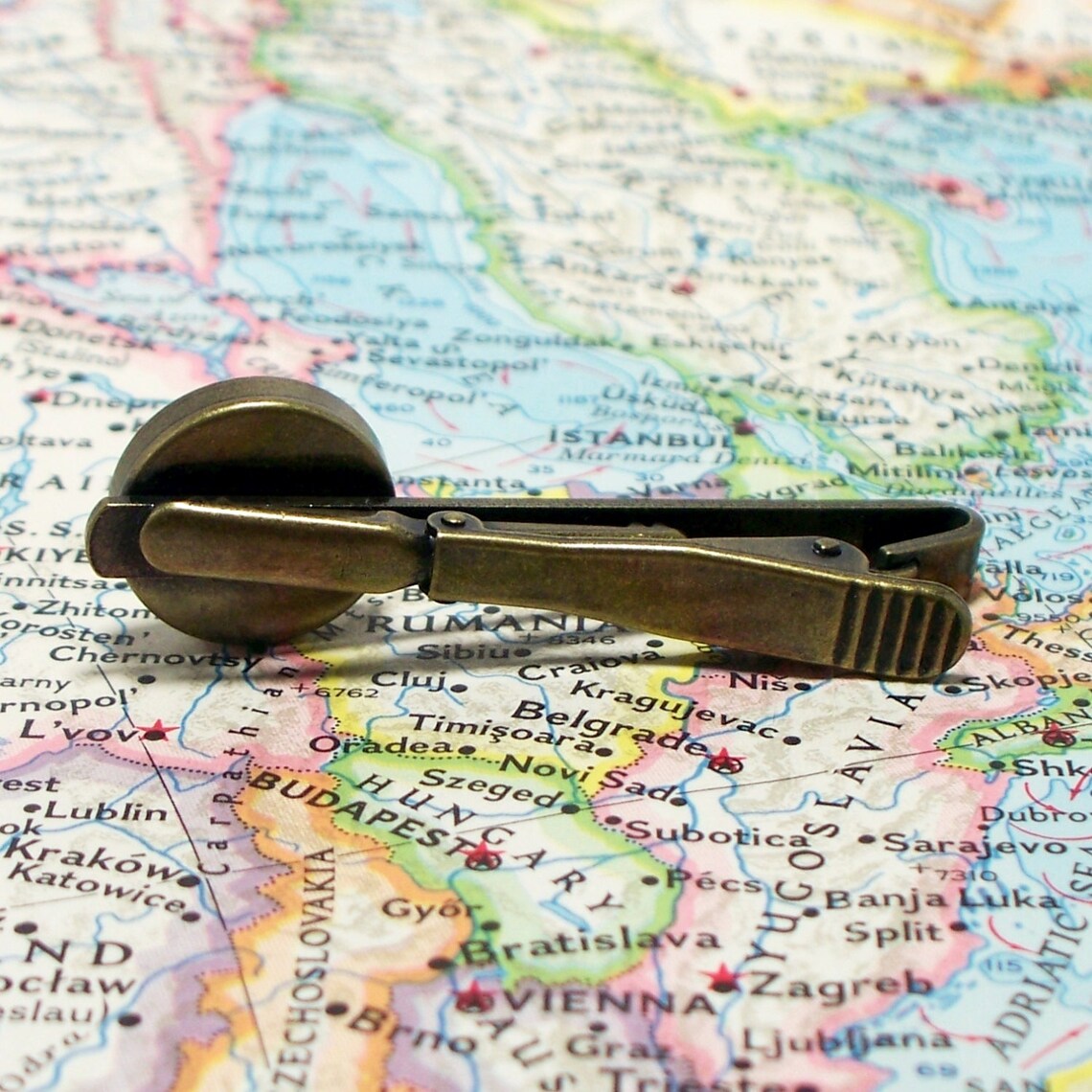 One Custom Vintage Map Tie Clip. You Select Location - Etsy
