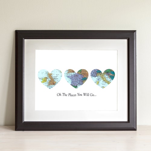 Love Makes A Family Three Map Heart Art Print. Print Only. NO - Etsy