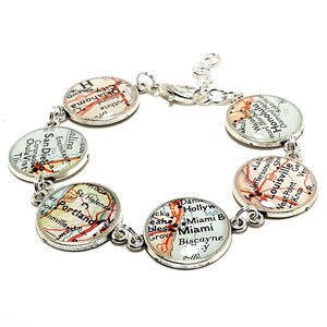 Personalized Vintage Map Bracelet. You Pick Cities States or - Etsy