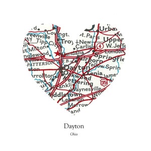 CUSTOM Three Heart Map Art Print. Oh the Places You Will Go. Print Only ...