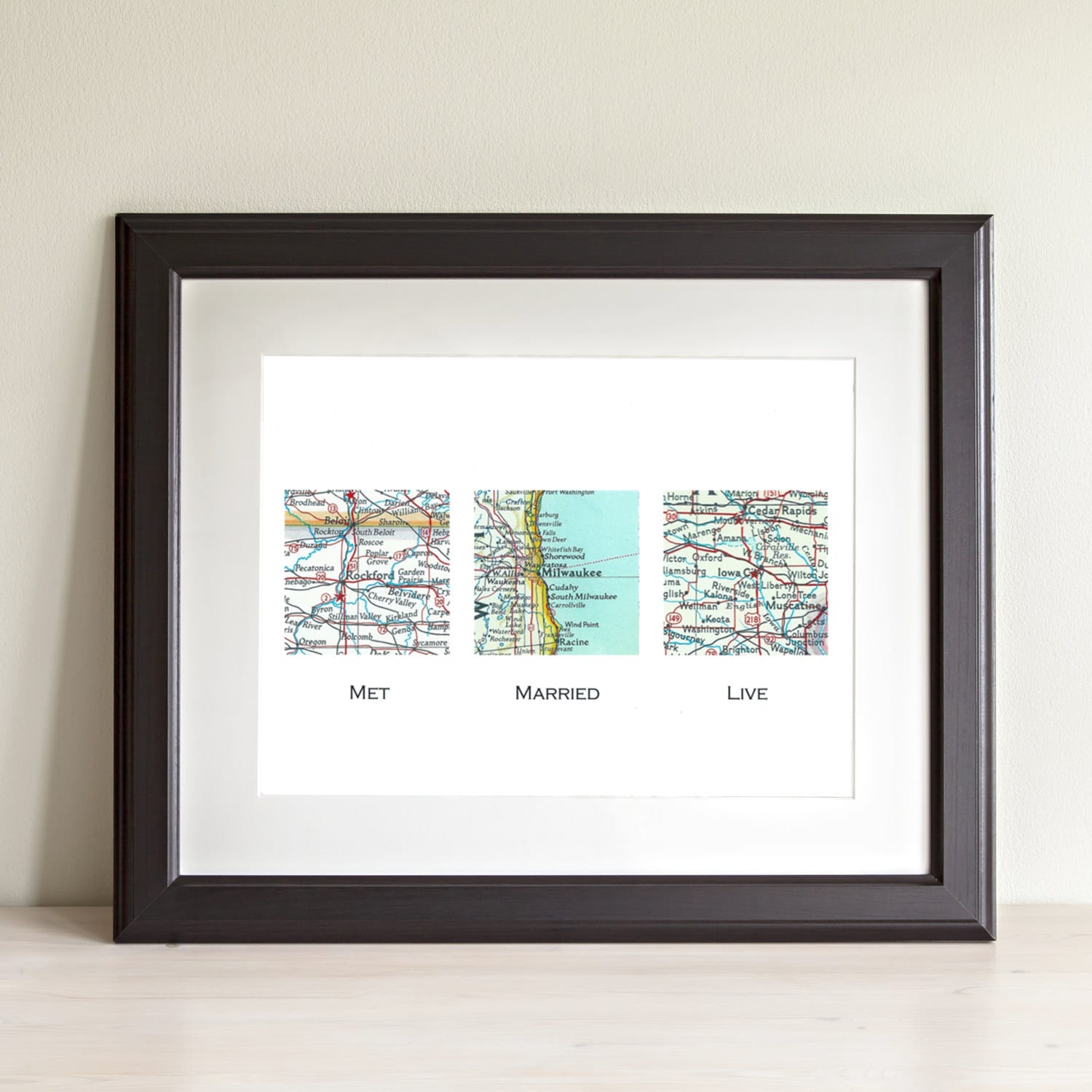 CUSTOM Three Square Map Art Print. Print Only. NO Frame. You | Etsy