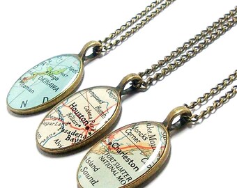 Location Map Necklace | Etsy