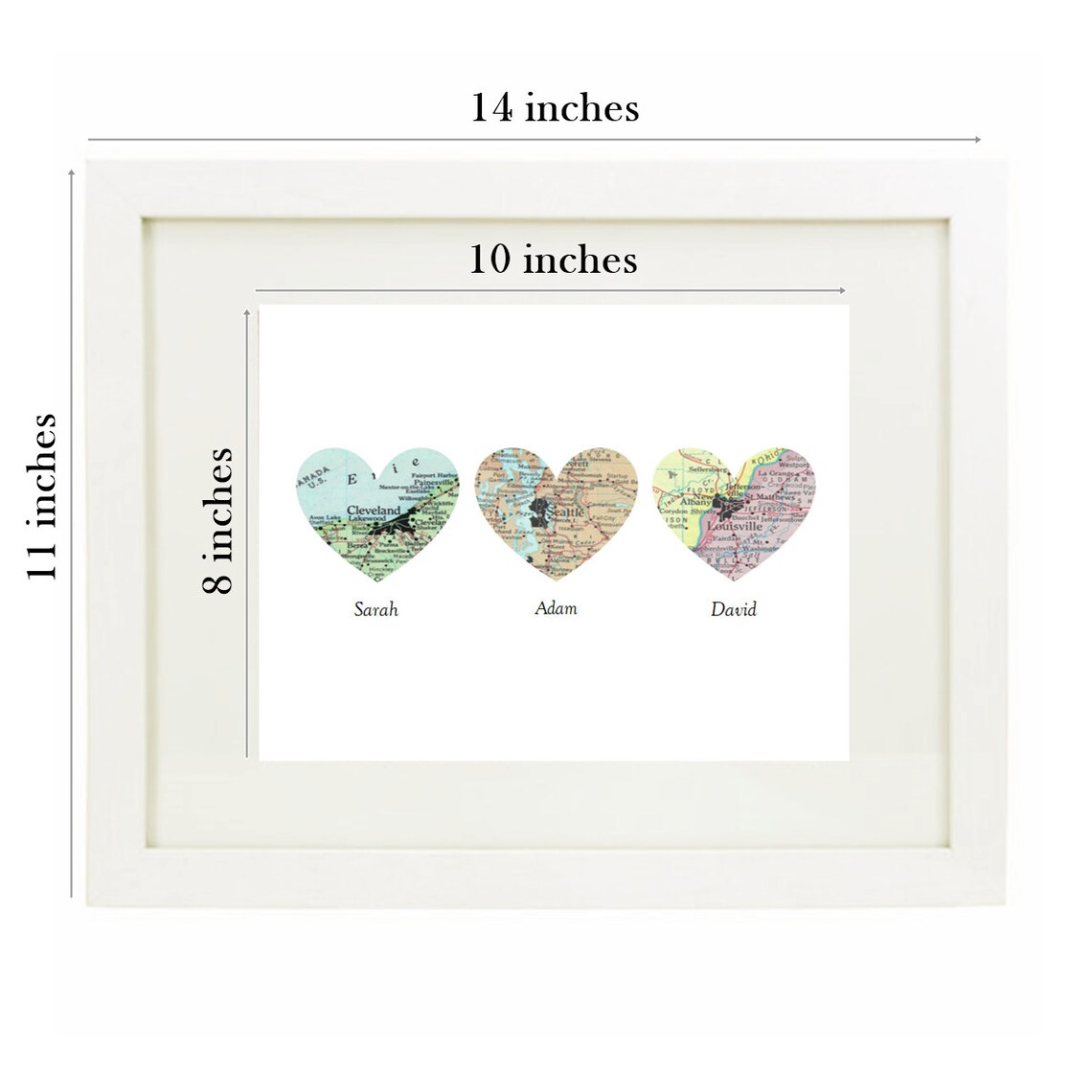 Five Map Heart Art Print. Print Only. NO Frame. You Select - Etsy