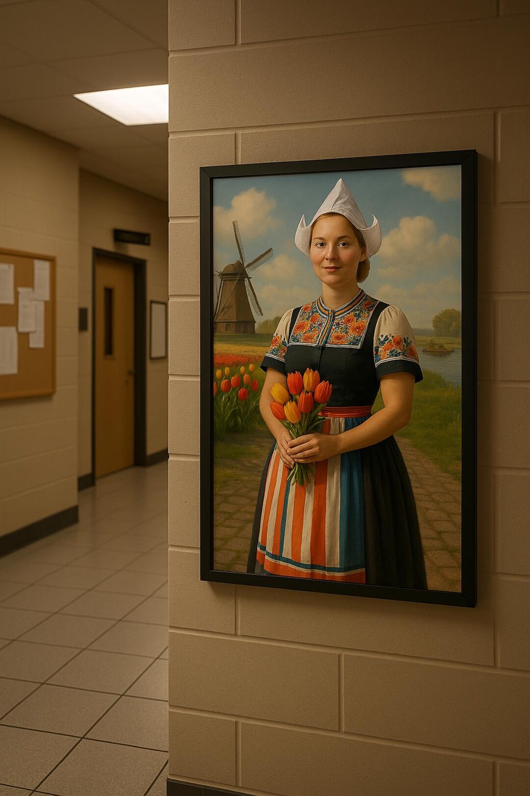 Dutch Heritage Wall Art | Tulips and Windmill Landscape Print | Vintage ...