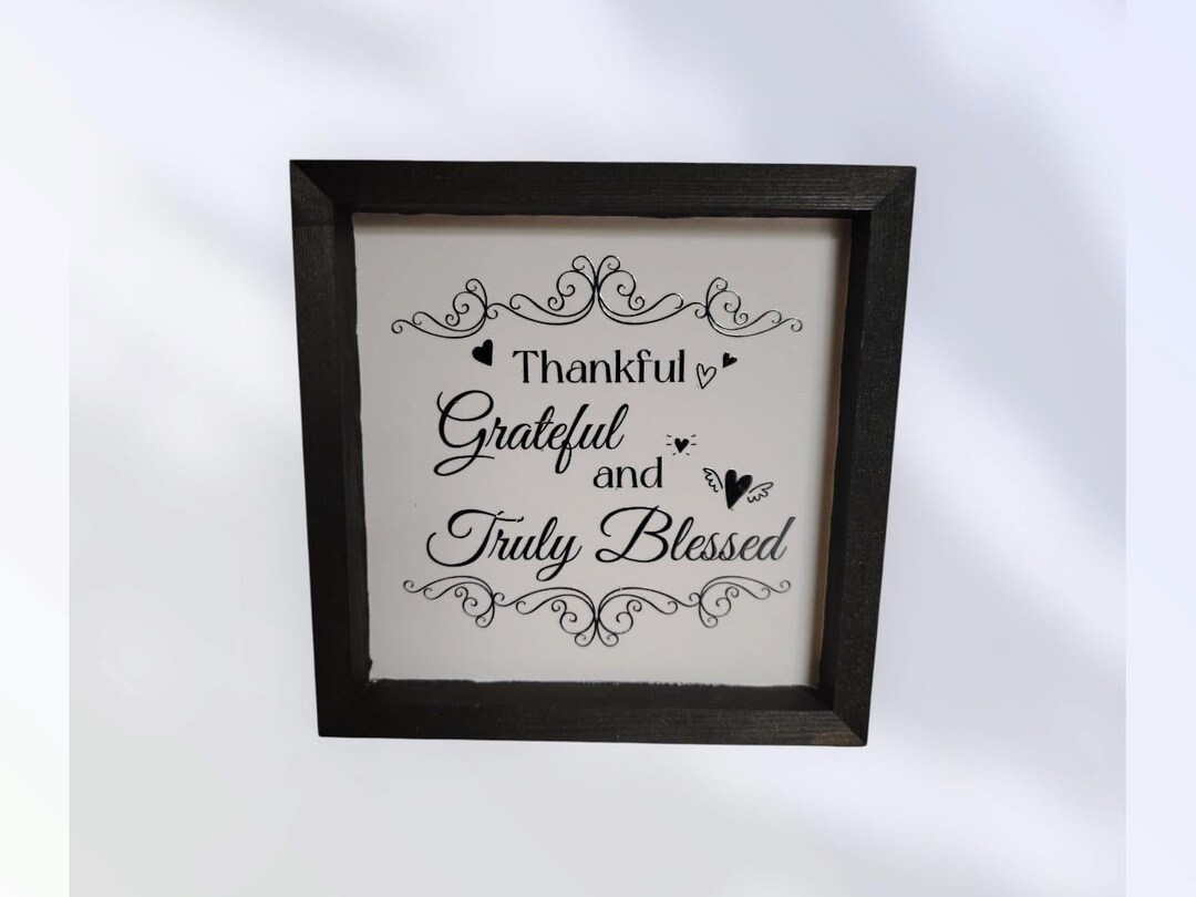 Thankful Grateful Blessed Sign – Inspirational Wooden Wall Decor – Rustic Farmhouse Plaque ...