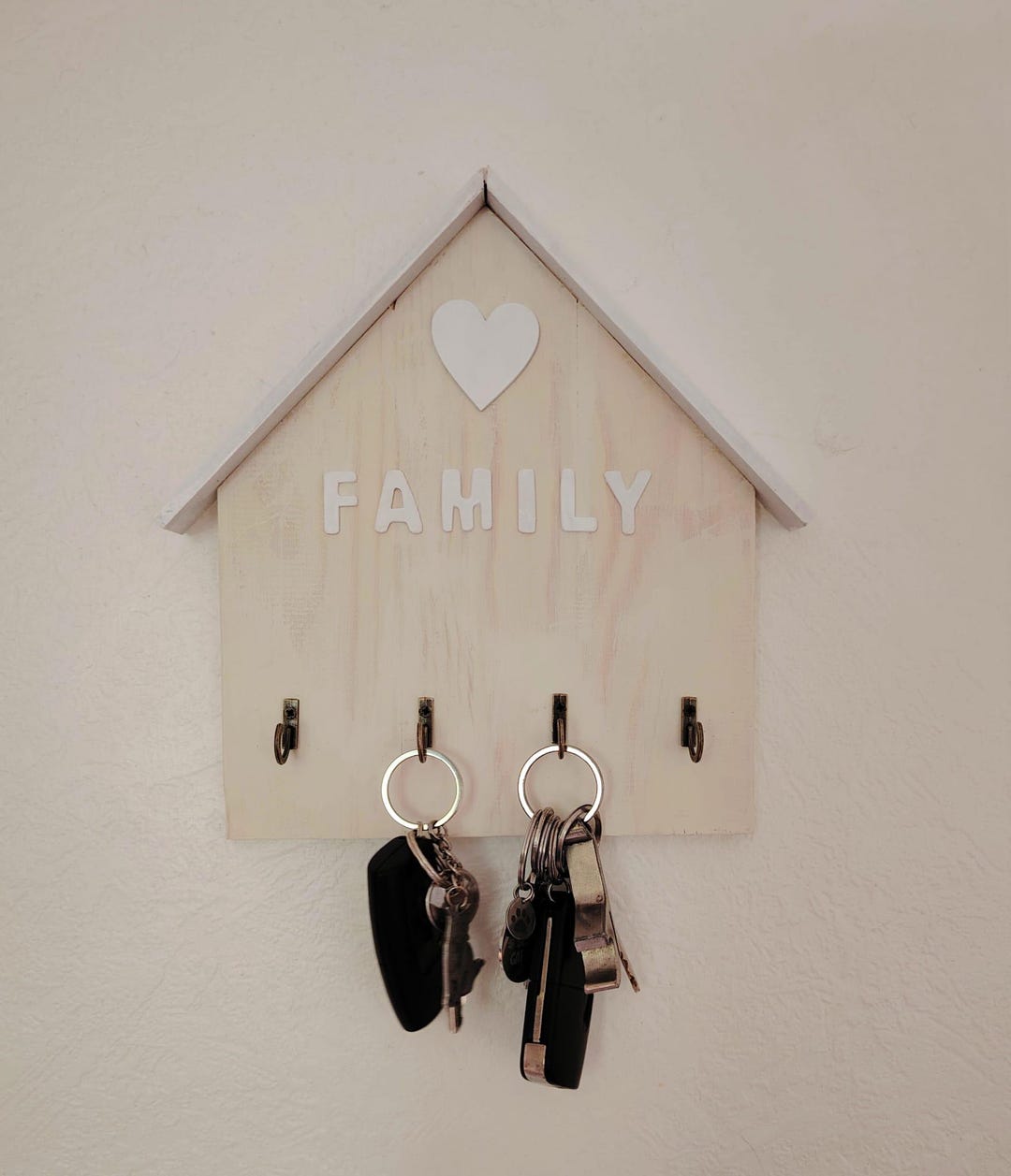 Wooden House Key Holder: Wall Mounted Farmhouse Decor - Etsy