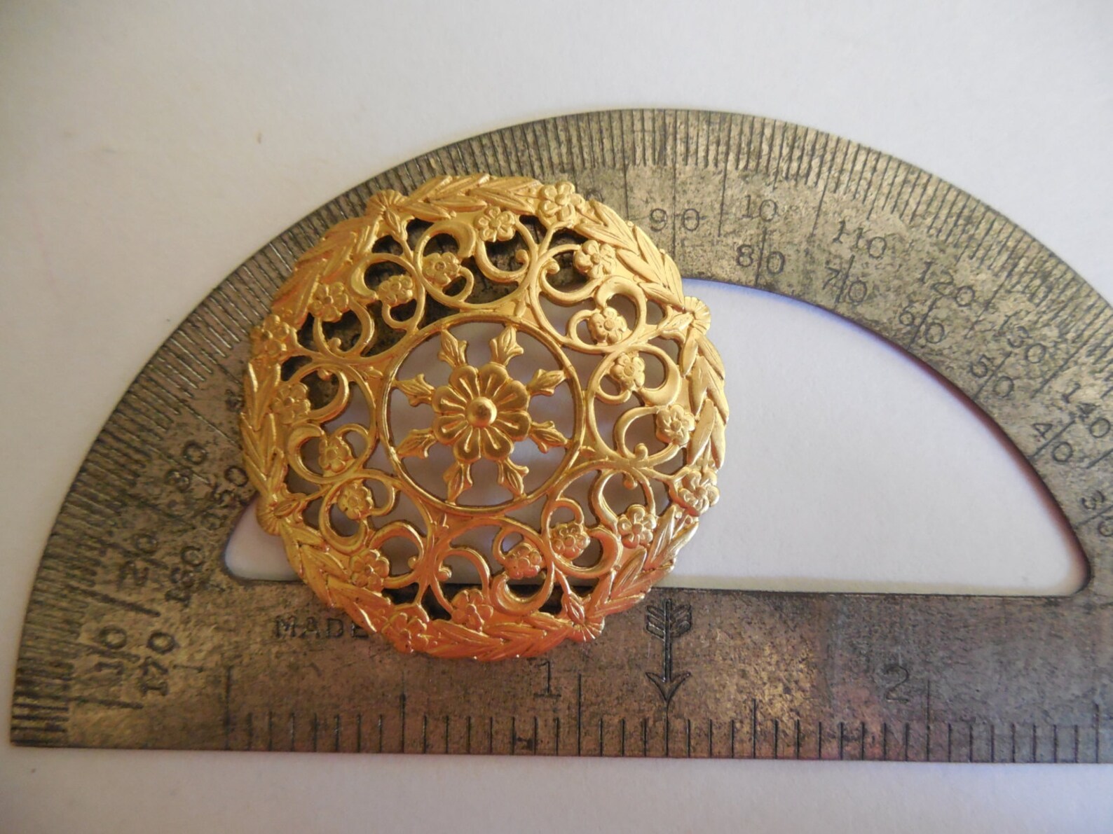 Fancy Round Domed Filigree Brass Stamping Relic Charm Focal Layers Raw ...