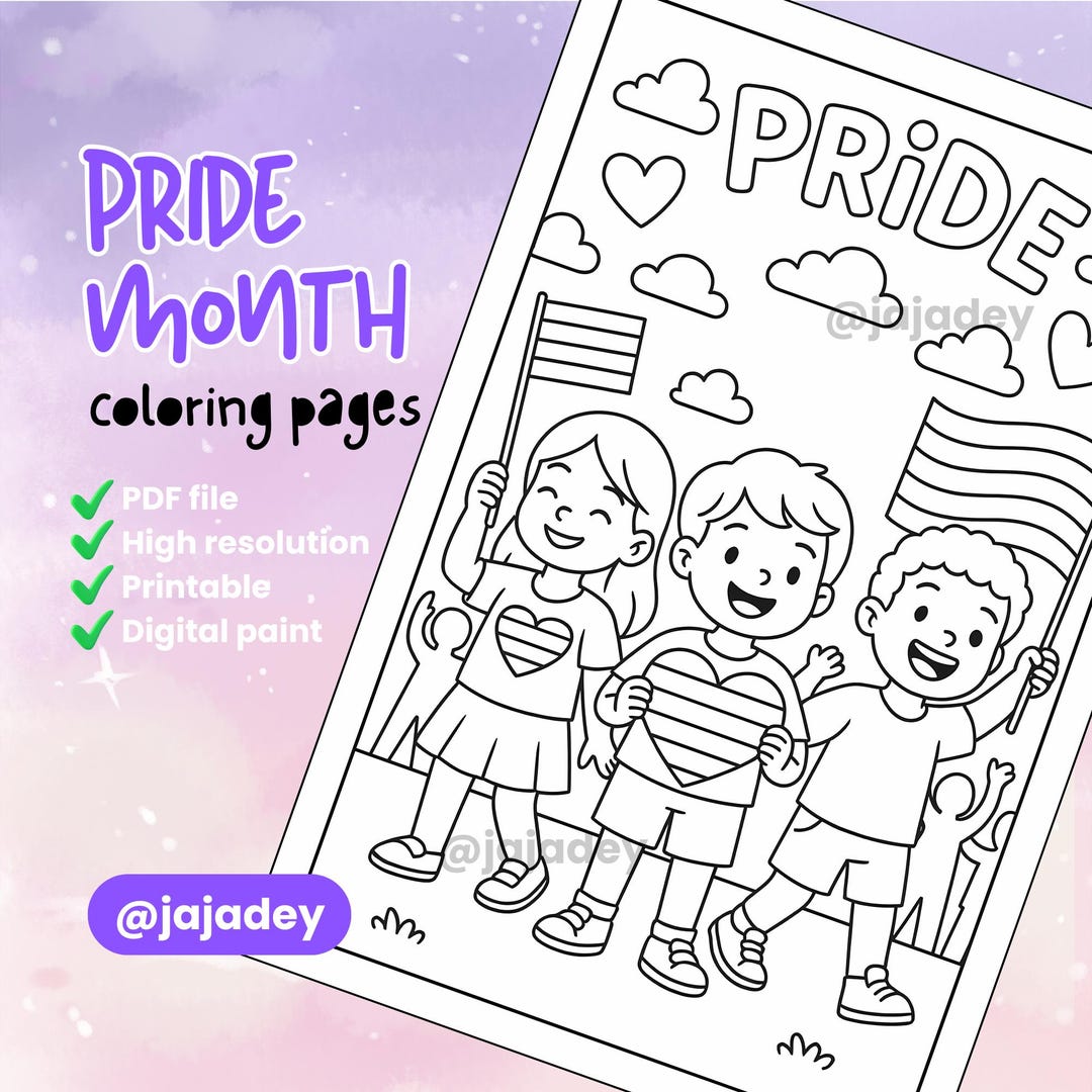 Pride Month Coloring Page PDF – LGBTQ+ Printable Art, Rainbow Coloring ...