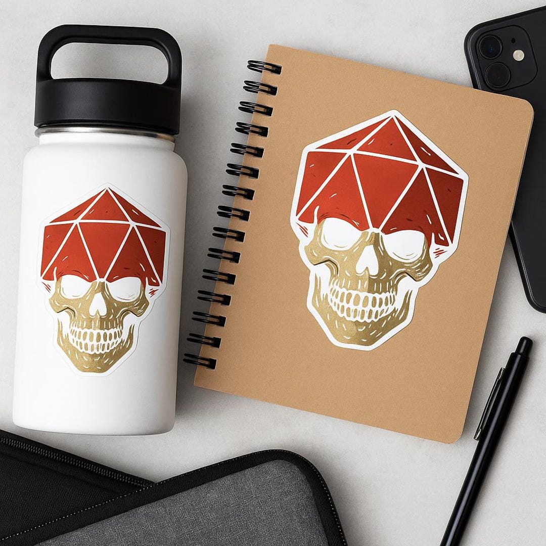 D20 Skull Sticker | Dnd Vinyl Sticker | Dice Skull Decal | Tabletop RPG ...