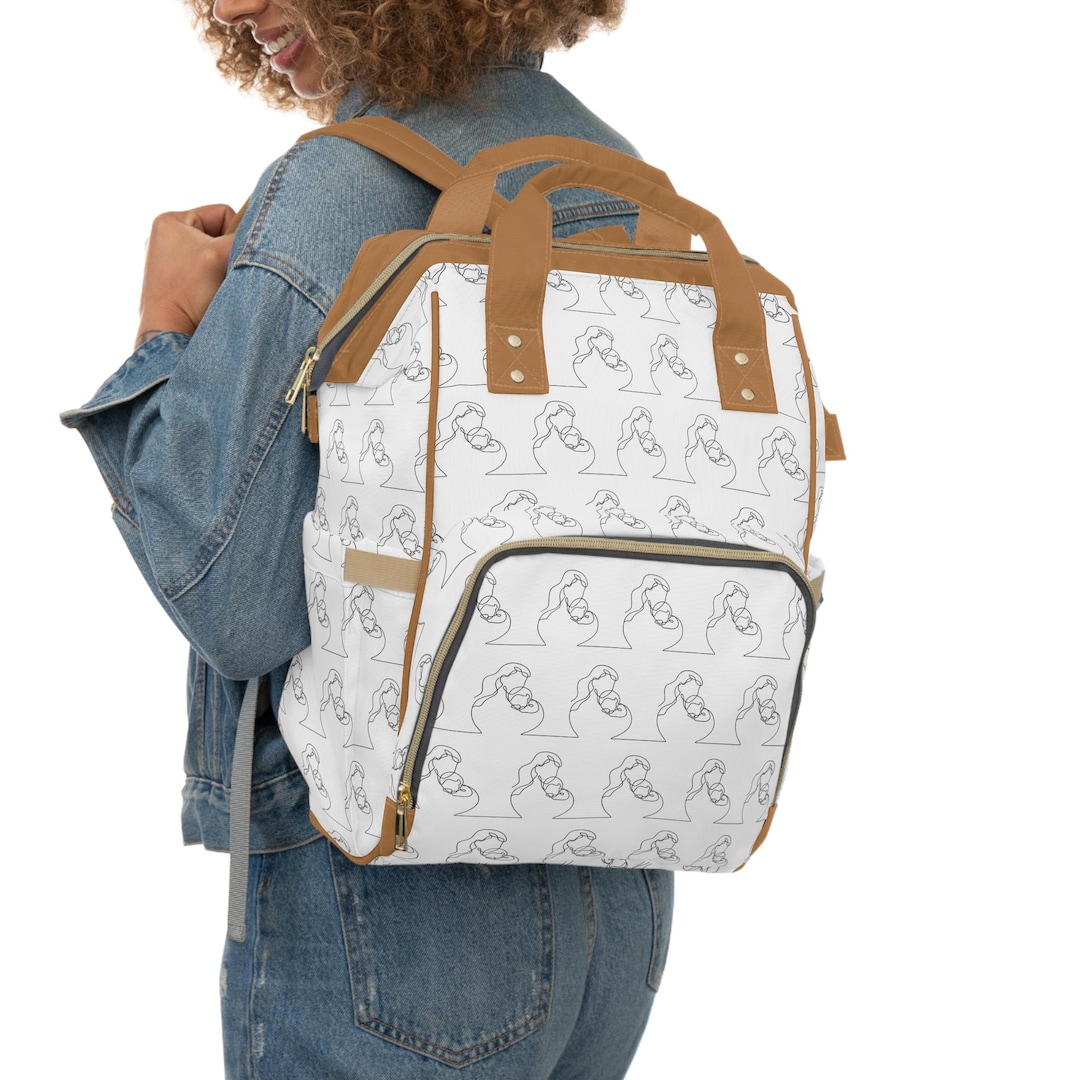Mom and Baby Multi-functional Diaper Backpack, Diaper Bag With Brown ...