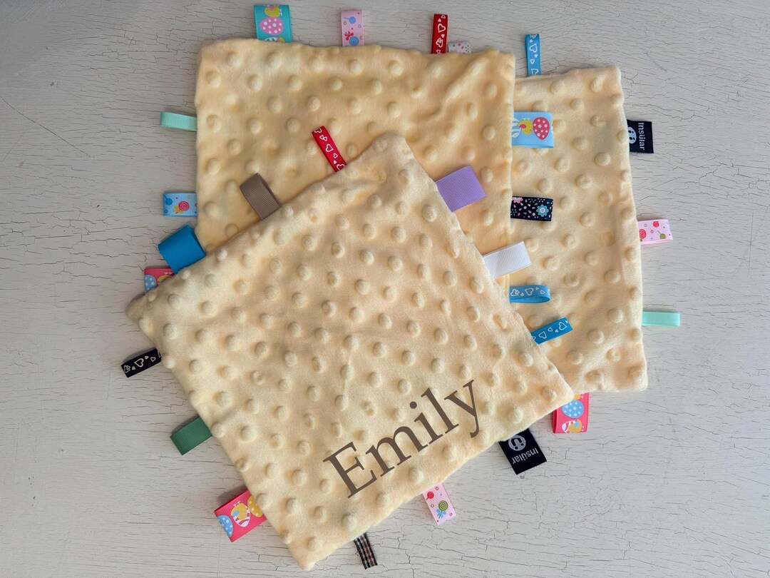 Embroidered, Personalized Baby Tag Blanket-yellow - Etsy
