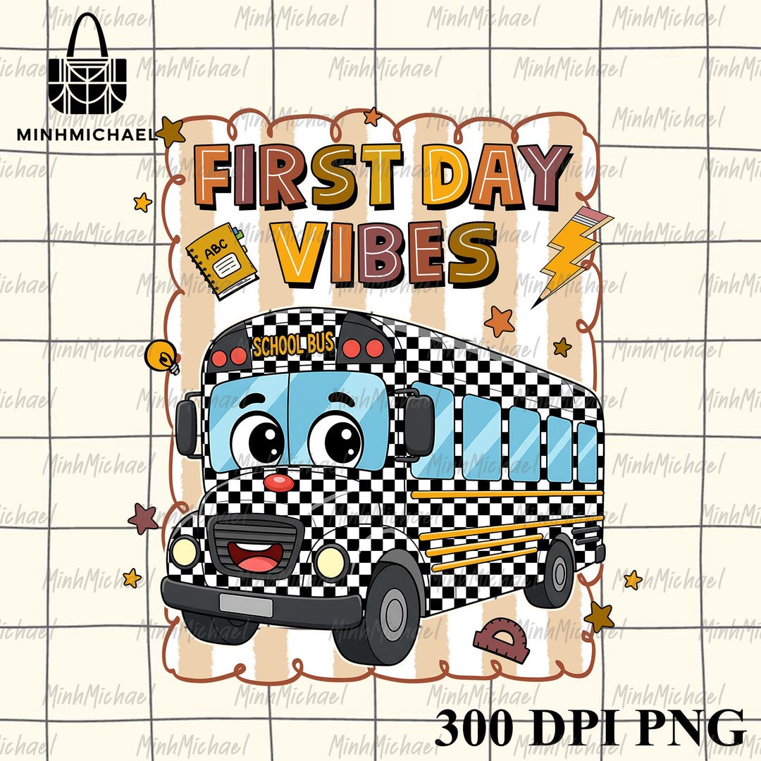 First Day Vibes Png, Preppy Back to School Png, Checkered Aesthetic Png ...