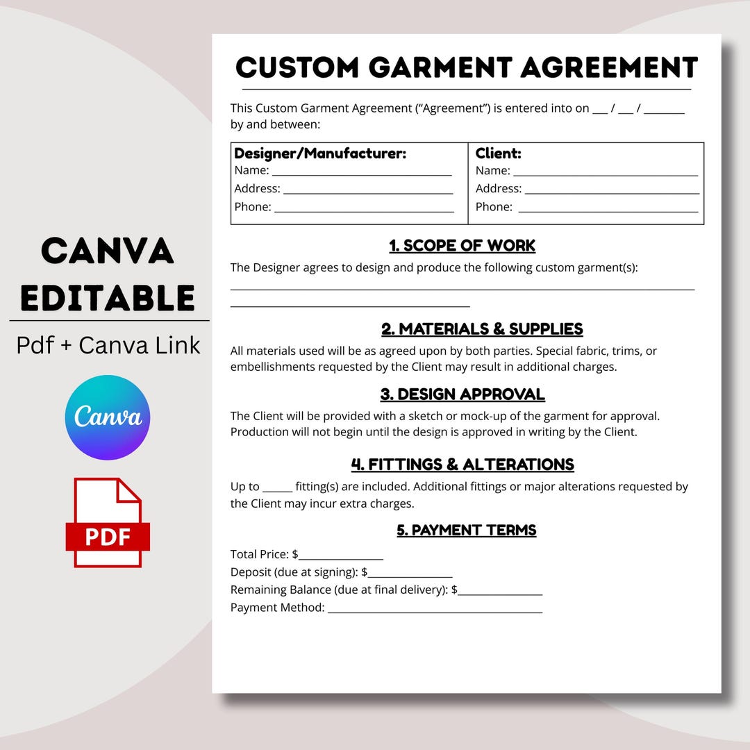 Custom Garment Forms, Custom Garment, Garment Maker, Tailor Contract ...