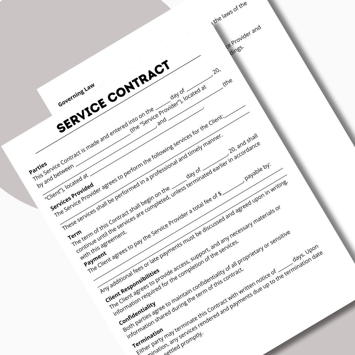Service Contract, Contract Template, Service Form, Service Agreement ...