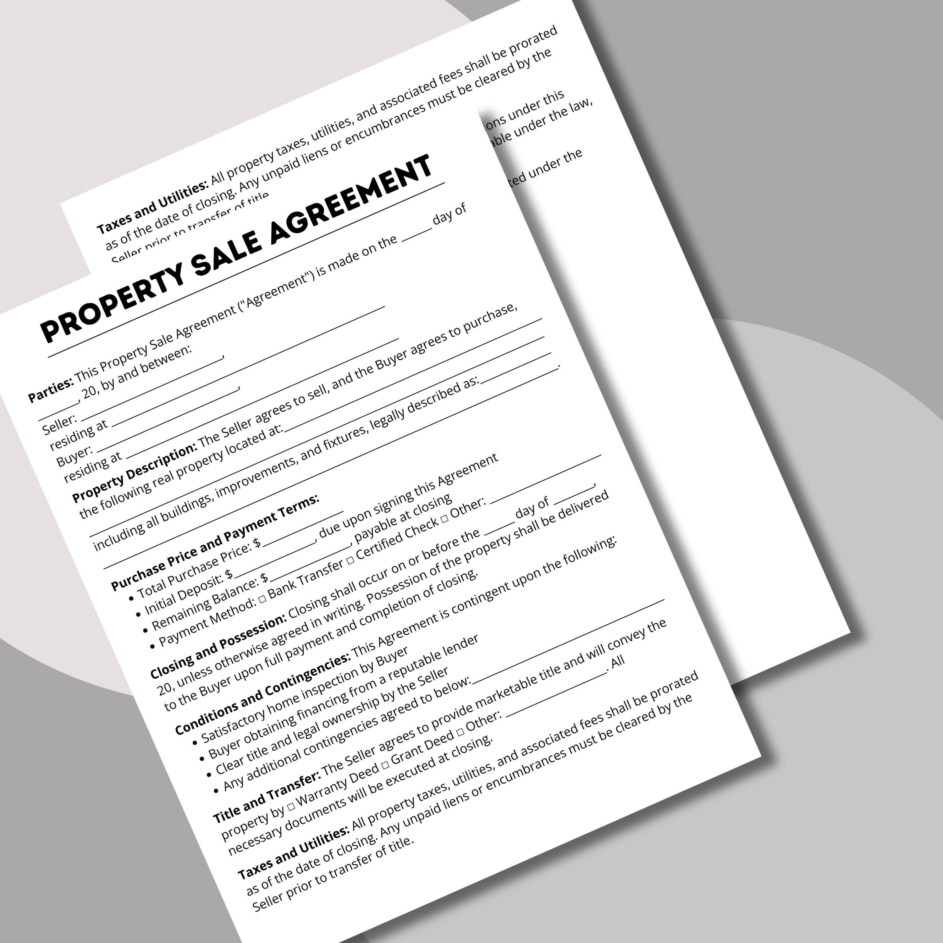 Property Sale, Purchase Agreement, Business Contract, Purchase and Sale ...