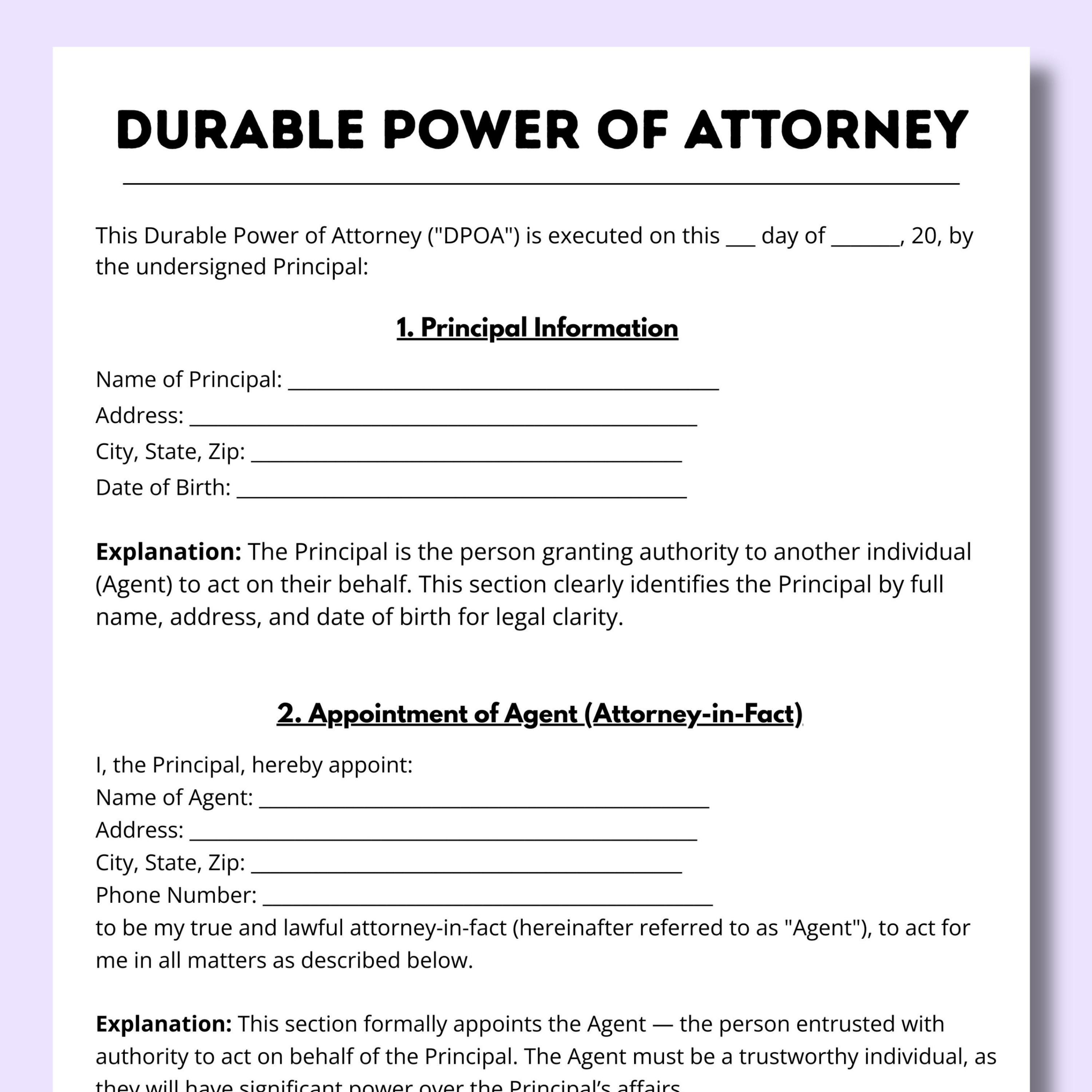 POA Contract, Attorney Forms, Printable Form, Editable Legal Form ...