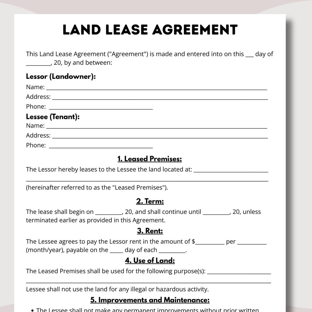 Land Lease, Rental Agreement, Farm Rental, Land Lease Contract, Land ...