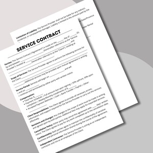 Service Contract, Contract Template,service Form, Service Agreement ...