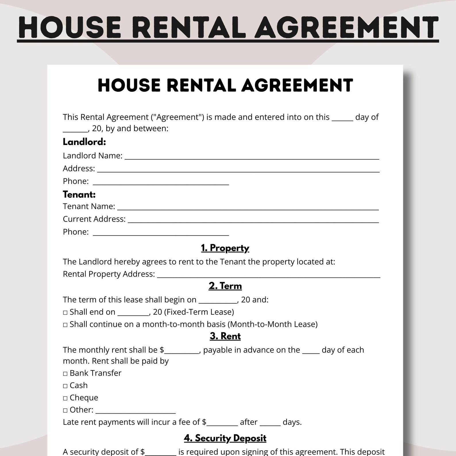 House Rental Agreement, Residential Lease, Rental Lease, Easy Lease ...