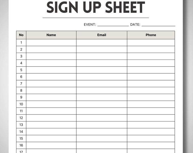Editable Signup Sheet | US Letter Size | Canva Template Sign up Sheet ...
