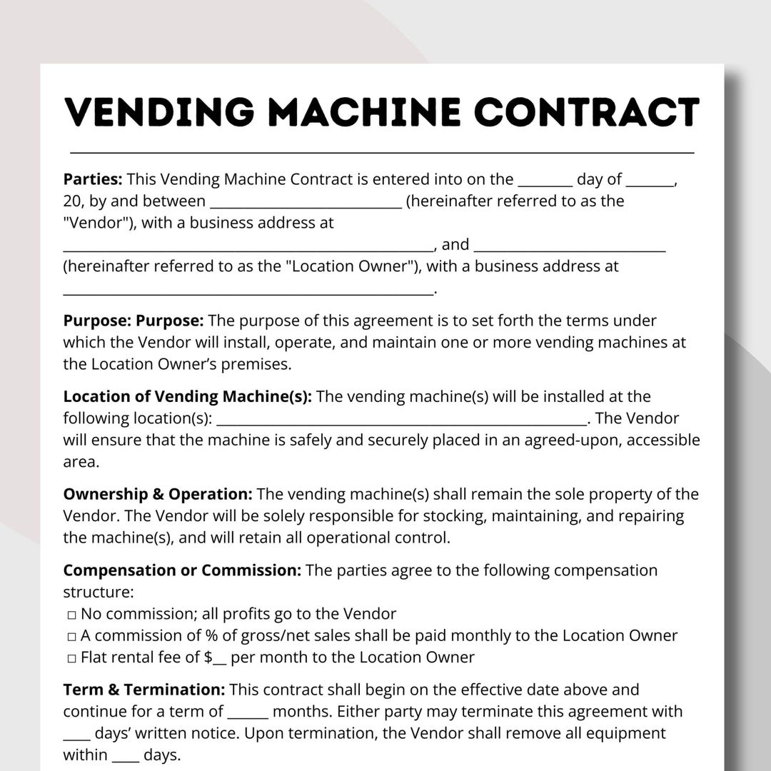 Vending Contract, Vending Machine, Vending Business, Machine Supply ...