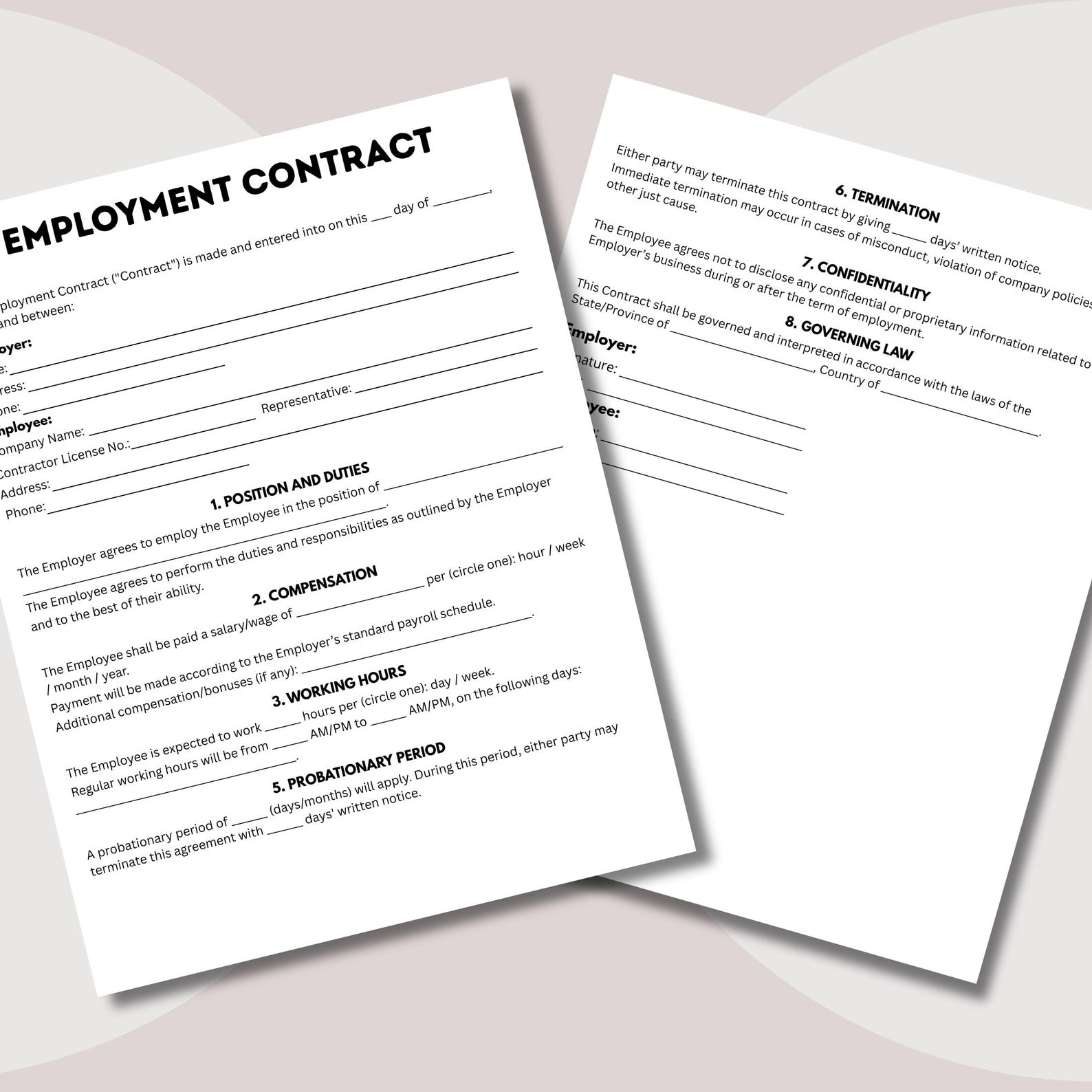Employee Agreement, Employee Hiring, Employment Contract, Employer ...