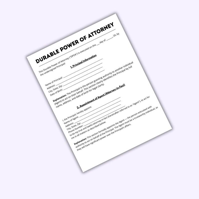 POA Contract, Attorney Forms, Printable Form, Editable Legal Form ...