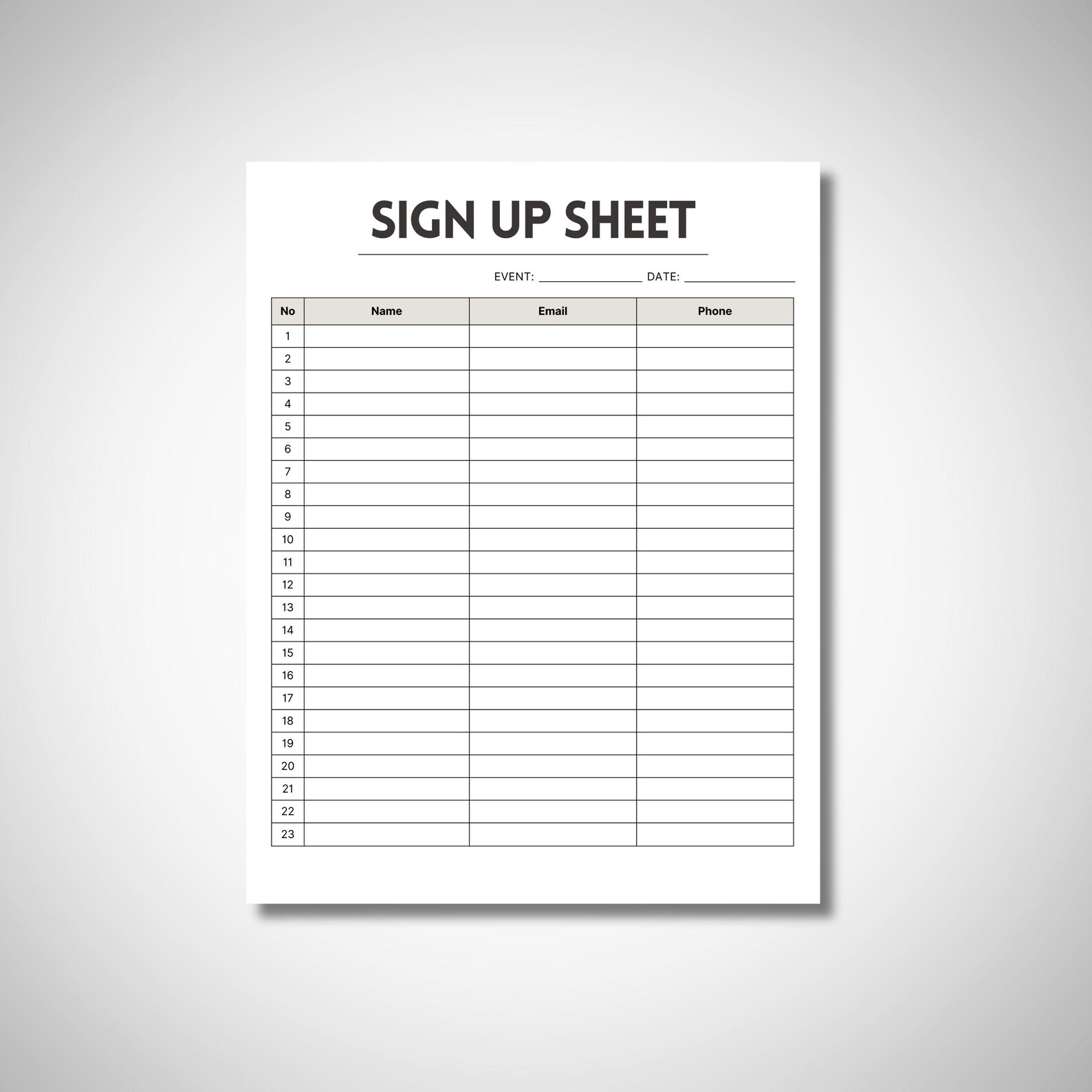 Editable Signup Sheet | US Letter Size | Canva Template Sign up Sheet ...