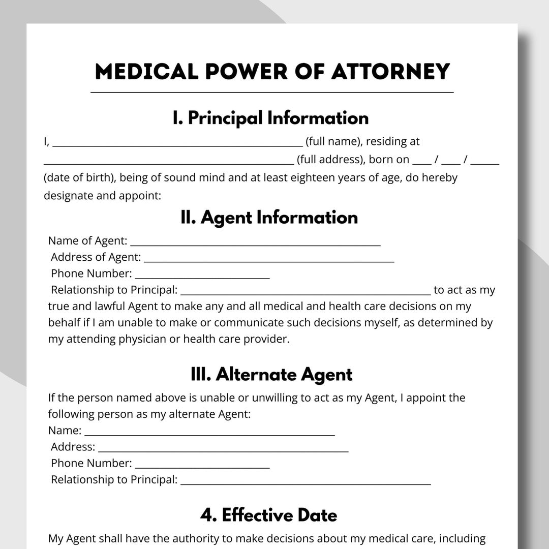Medical POA, Health Care POA, POA Template, Health Care Forms, Medical ...