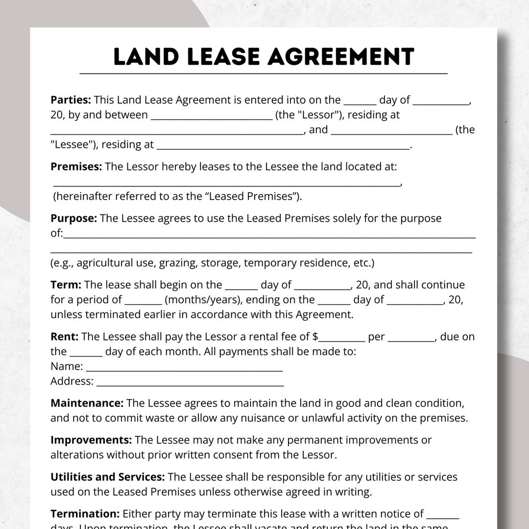 Land Lease, Rental Agreement, Farm Rental, Land Lease Contract, Land ...