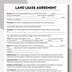 Land Lease, Rental Agreement, Farm Rental, Land Lease Contract, Land ...