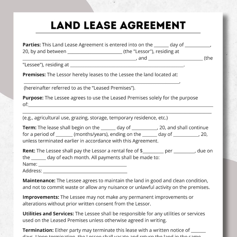 Land Lease, Rental Agreement, Farm Rental, Land Lease Contract, Land ...
