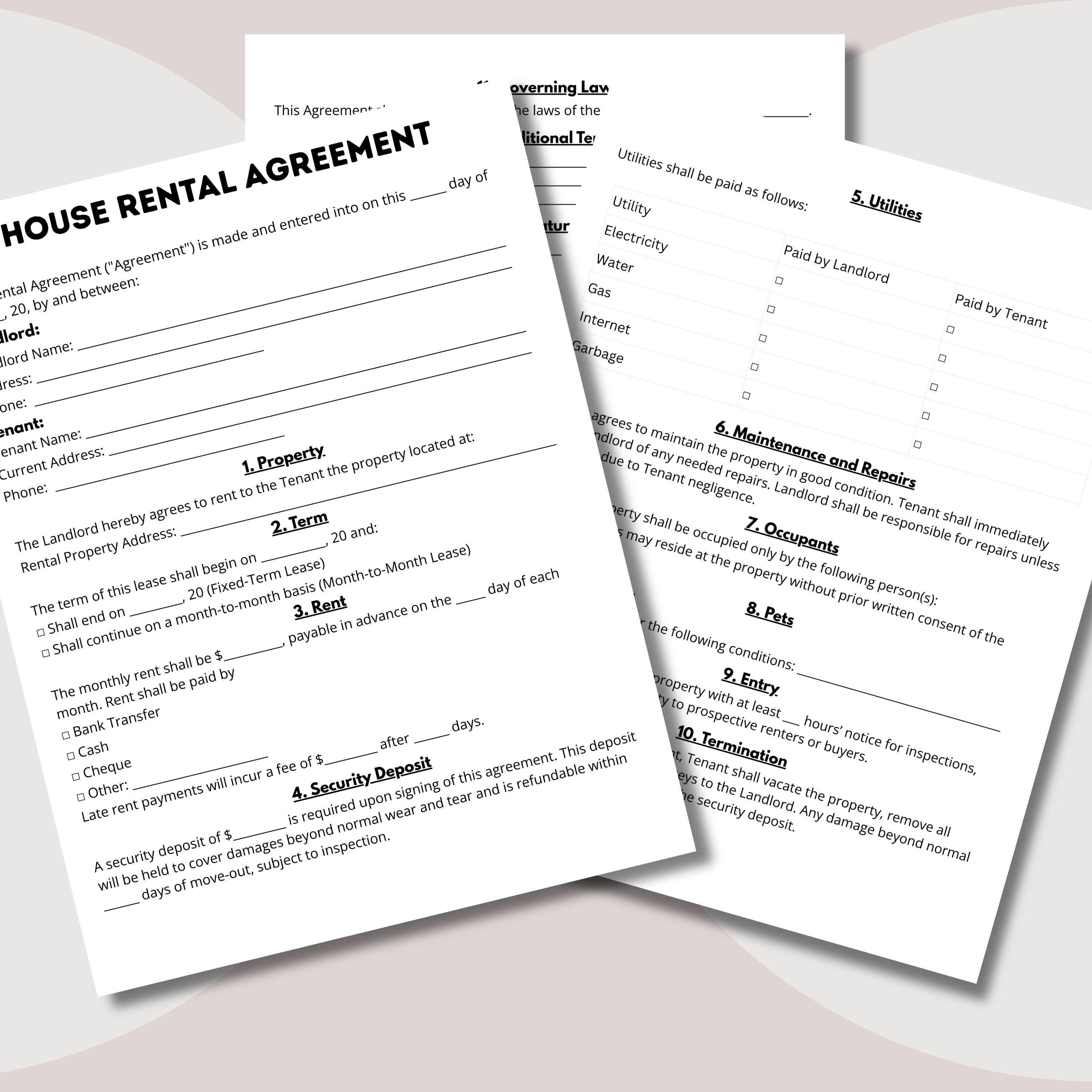 House Rental Agreement, Residential Lease, Rental Lease, Easy Lease ...