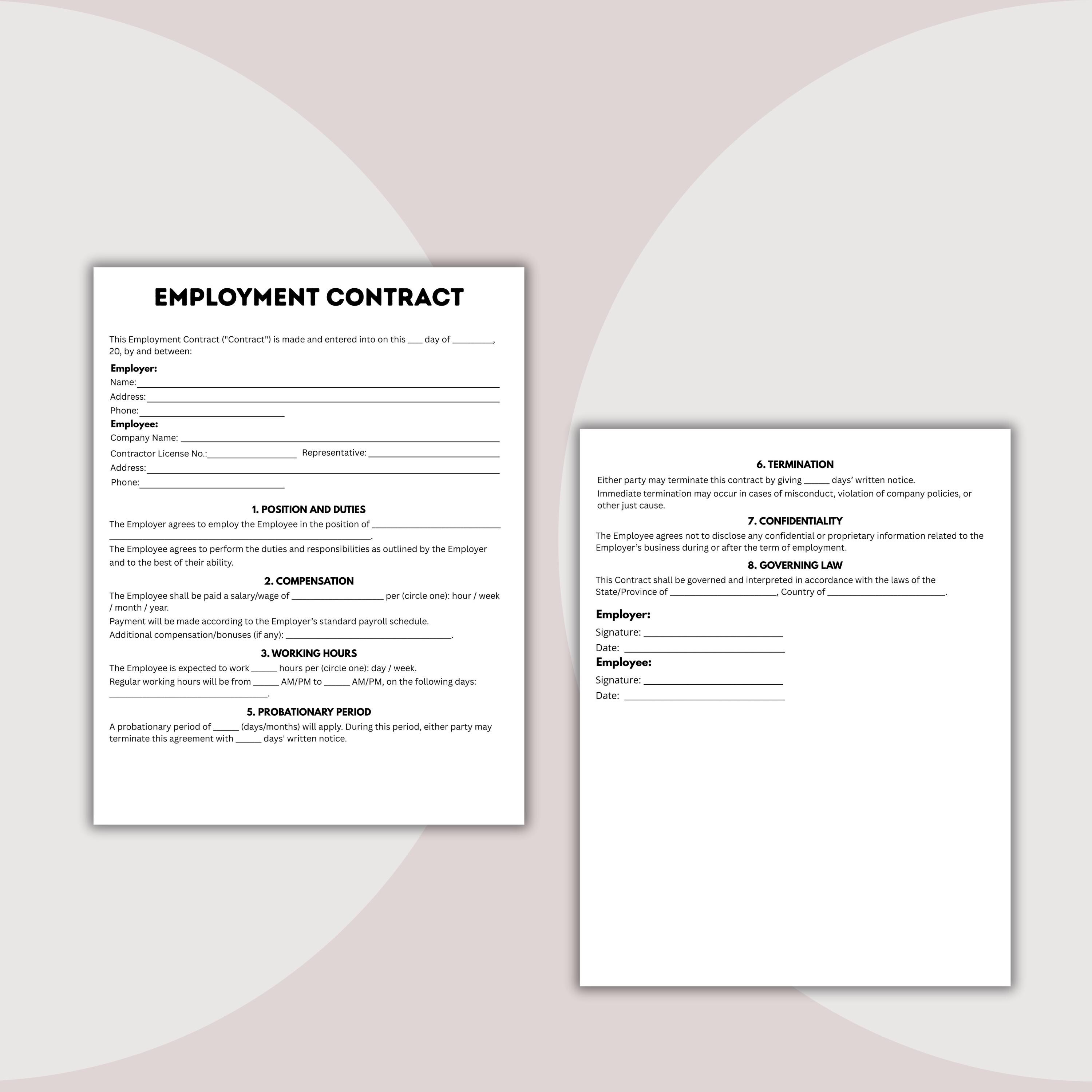 Employee Agreement, Employee Hiring, Employment Contract, Employer ...