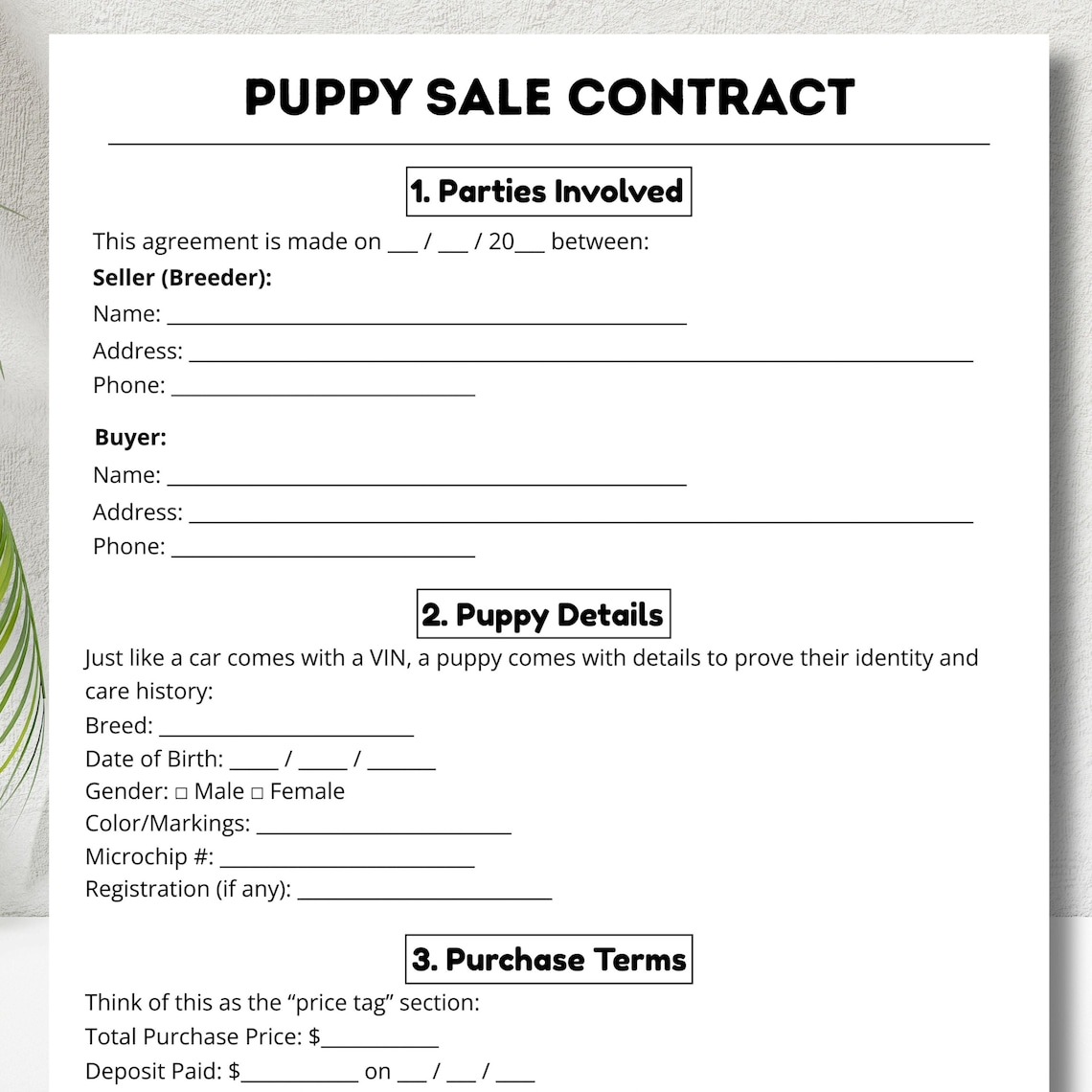 Puppy Sale Contract, Pet Sitting Template, Pup Selling, Puppy Agreement ...